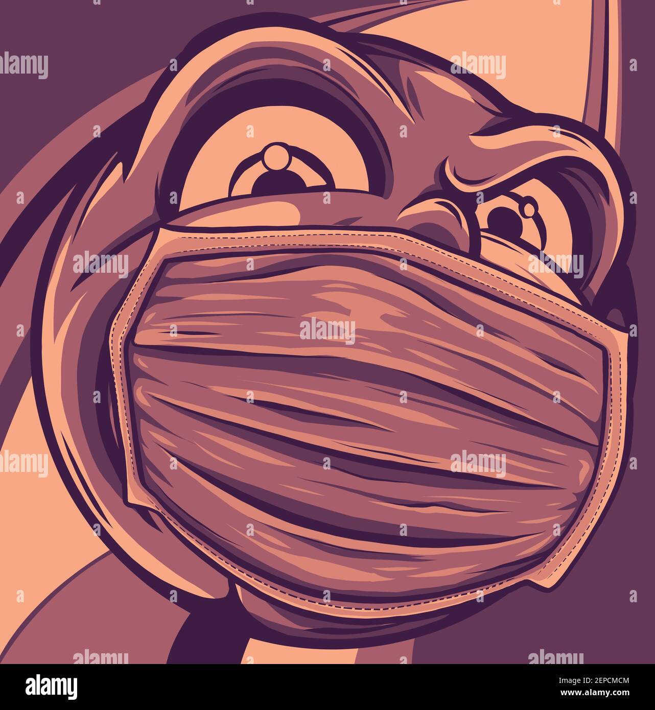 smile Face with Medical Mask cartoon vector illustration Stock Vector ...