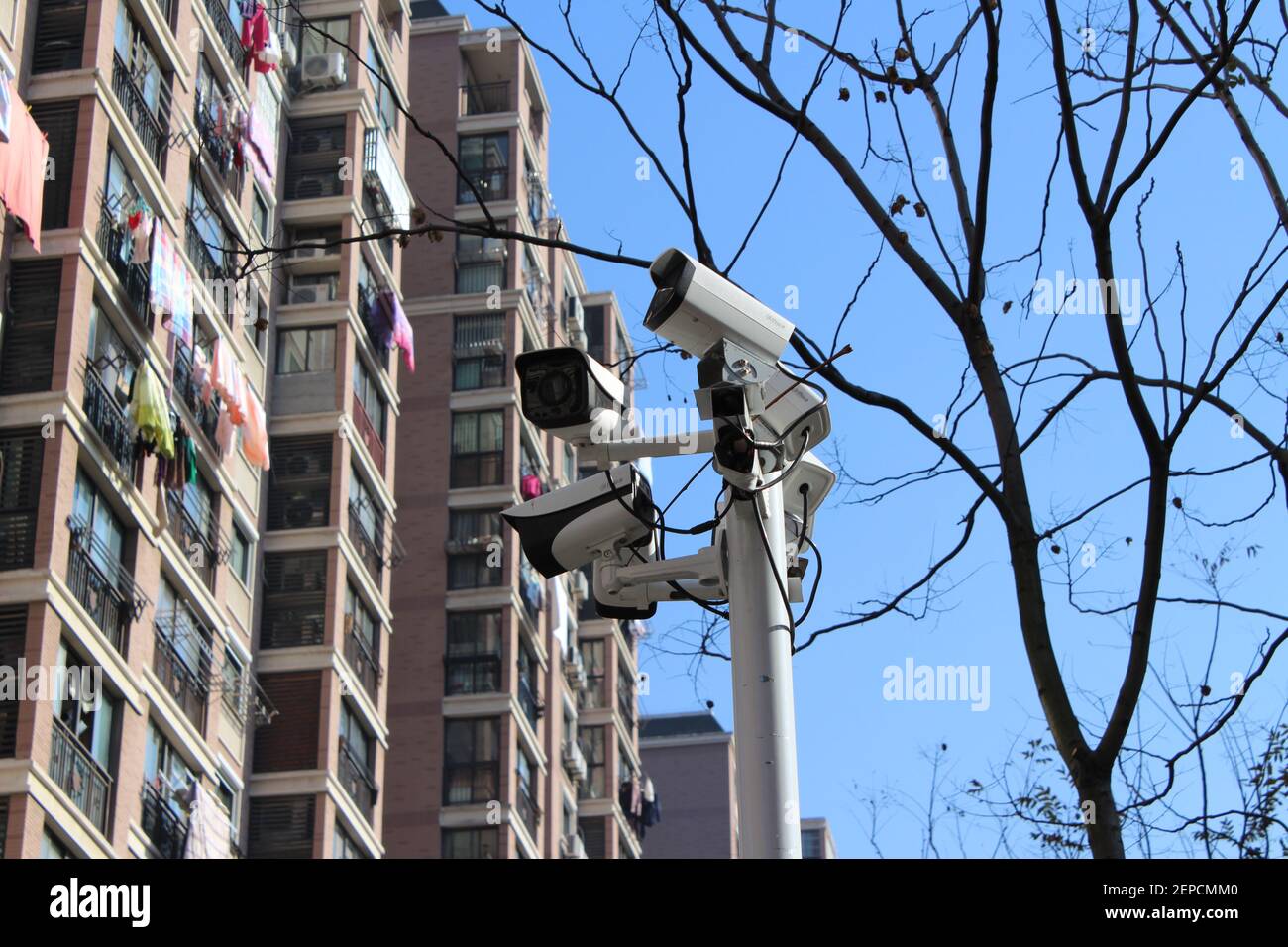 Surveillance cameras are used to monitor possible falling or thrown ...