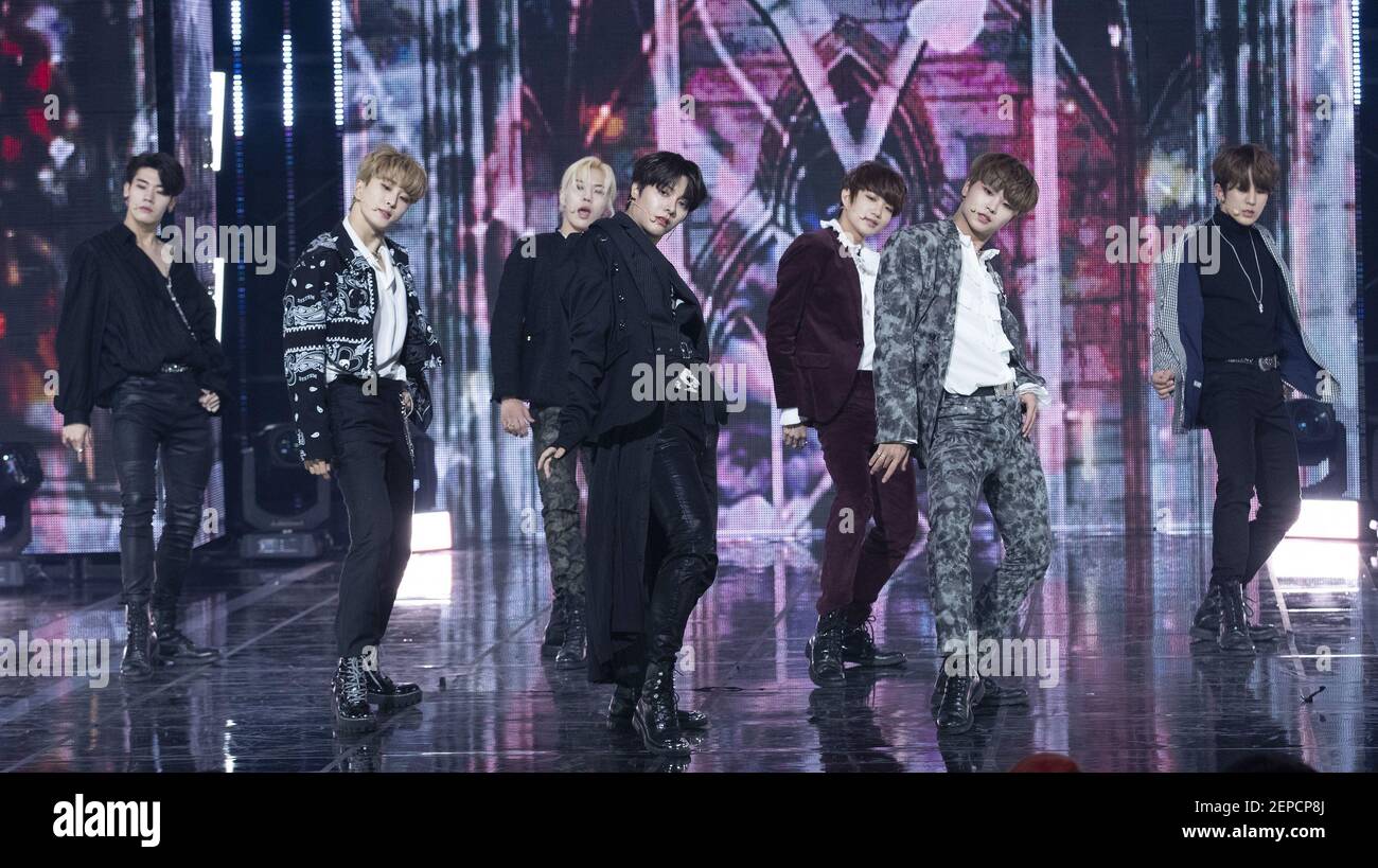South Korean K-Pop boys band Newkidd, performs on the stage during a ...