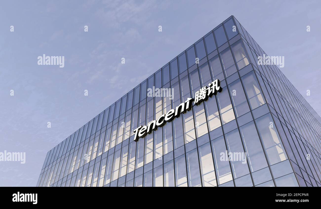 Shenzhen, China. February 17, 2021. Editorial Use Only, 3D CGI. Tencent ...