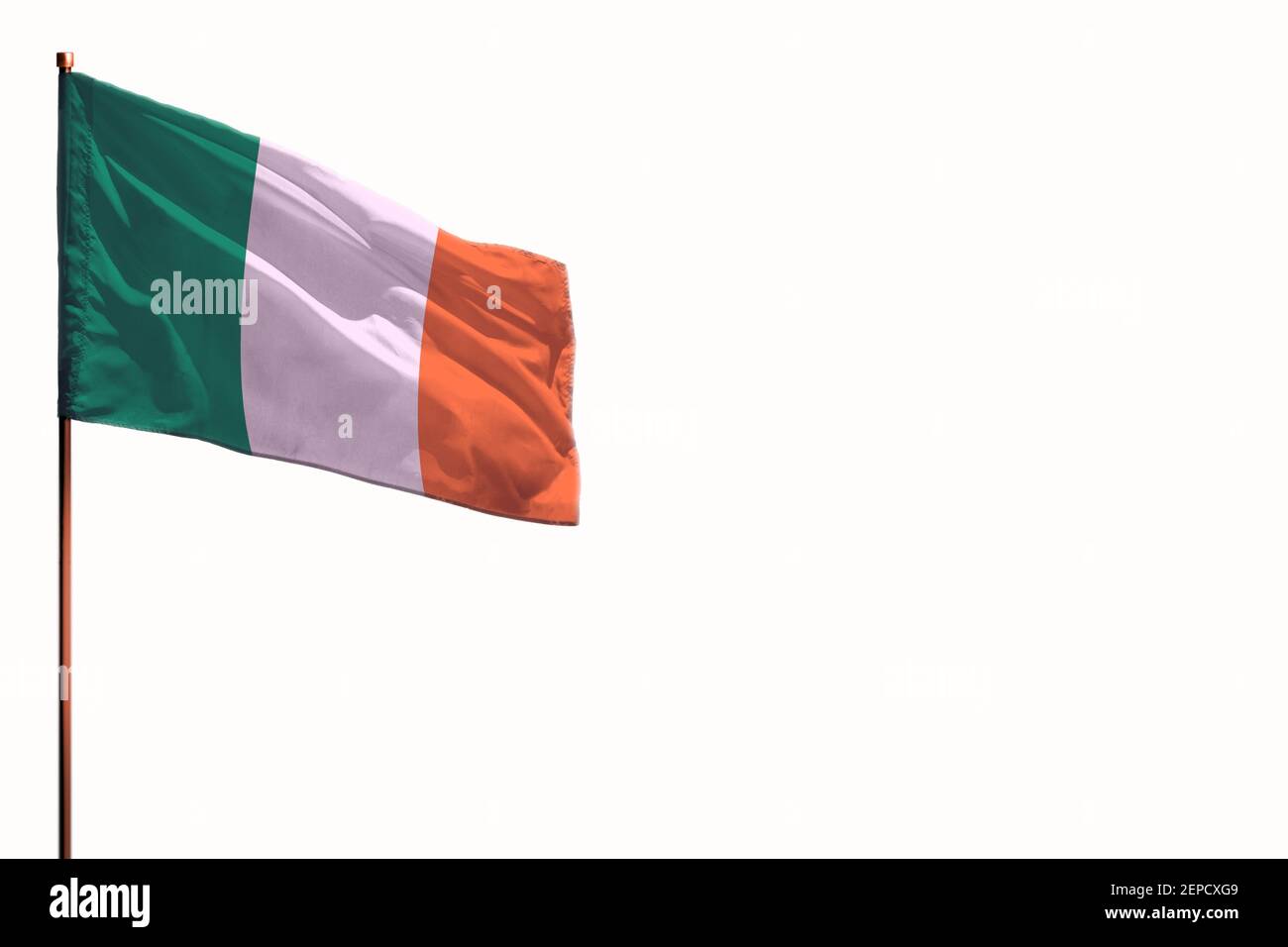 Fluttering Ireland flag isolated, mockup with the place for your text ...