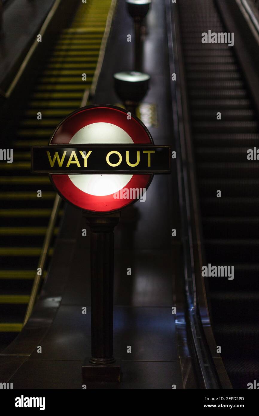 London underground way out sign hi-res stock photography and images - Alamy