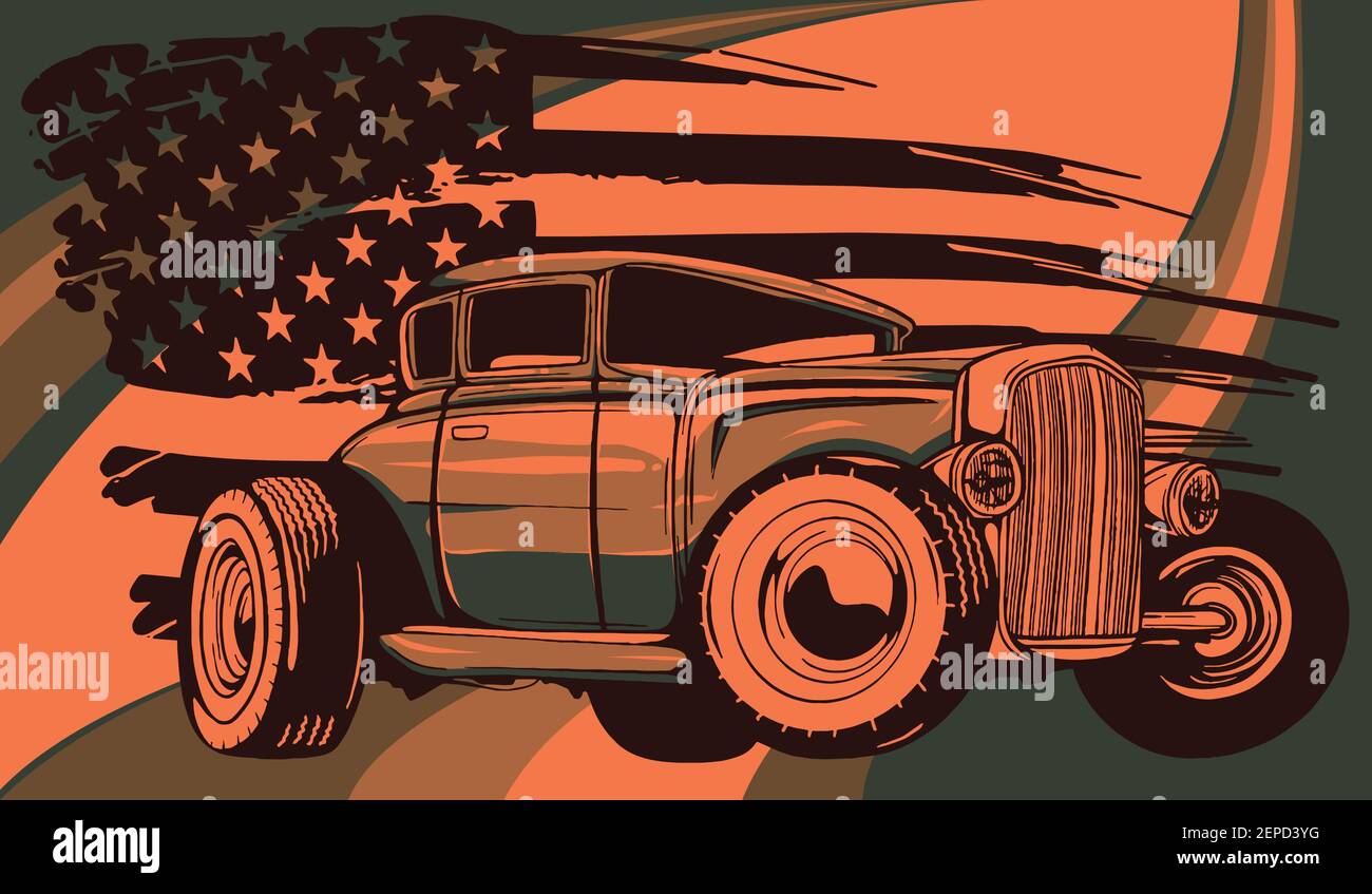 Vector Cartoon Retro Hot Rod vector illustration design Stock Vector ...
