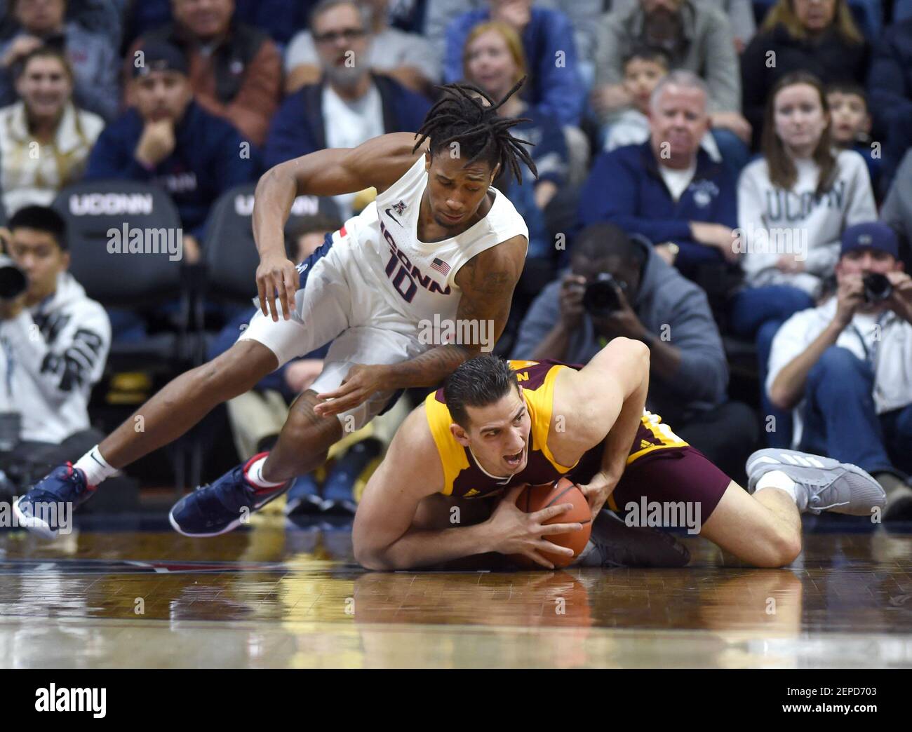 Storrs, CT - 12/4/19 - Iona Gaels forward Niksa Nikolic (44), right ...