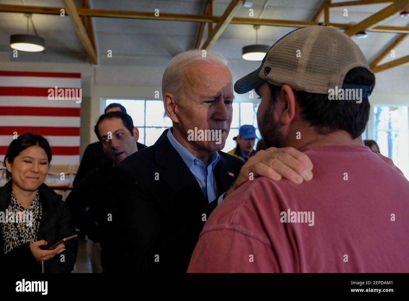 Presidential candidate, former Vice President Joe Biden speaks with his supporters during his ...