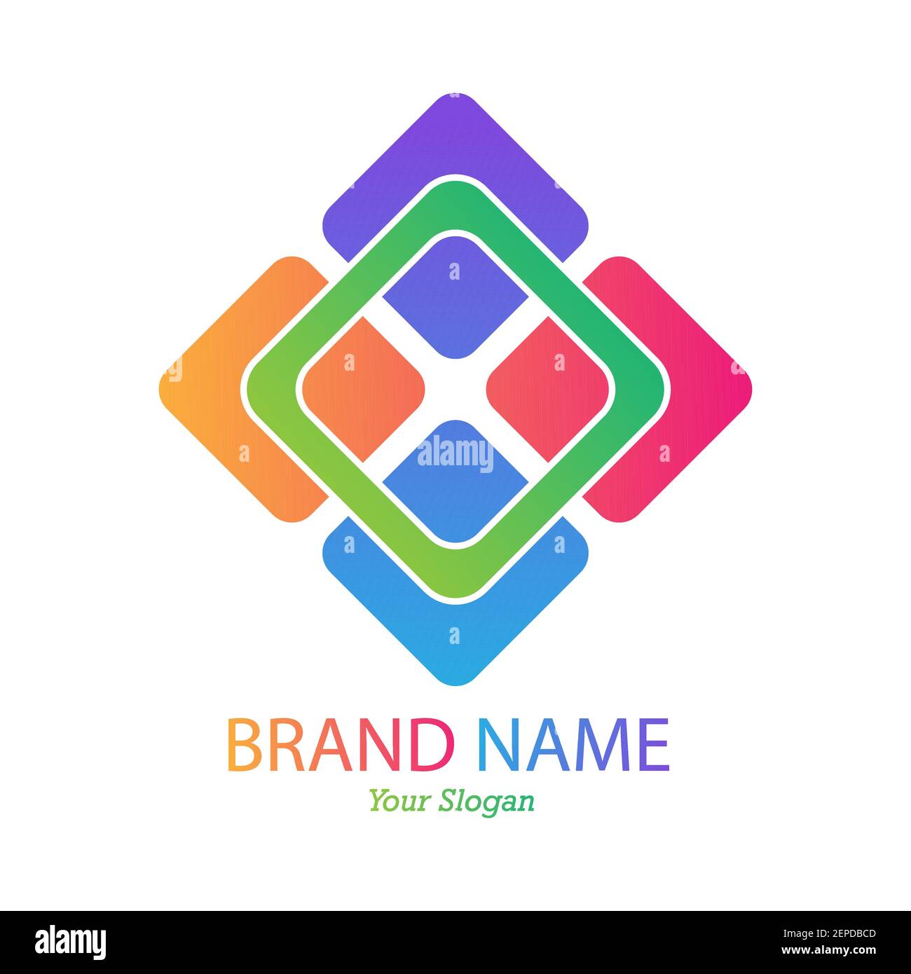 Interlacing of squares. Color template for logo, sticker, emblem or ...
