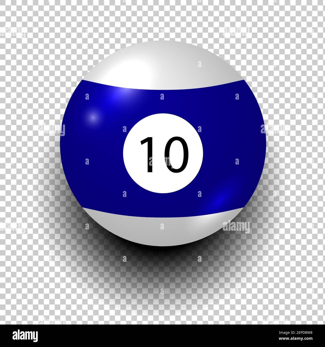 billiard ball number 10. Blue and white color. Isolated wind object on ...