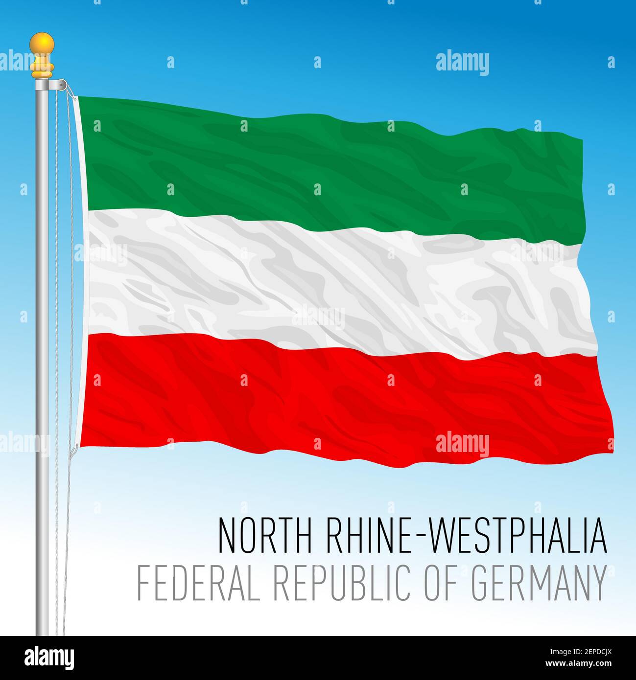 North Rhine Westphalia lander flag, federal state of Germany, europe ...