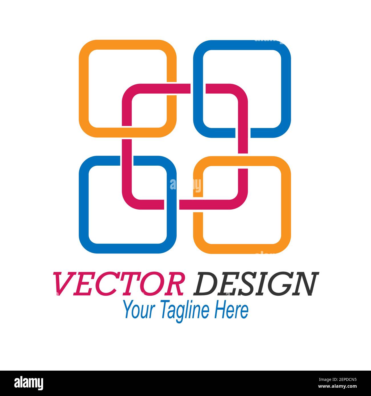 Interlacing of squares. Color template for logo, sticker, emblem or ...