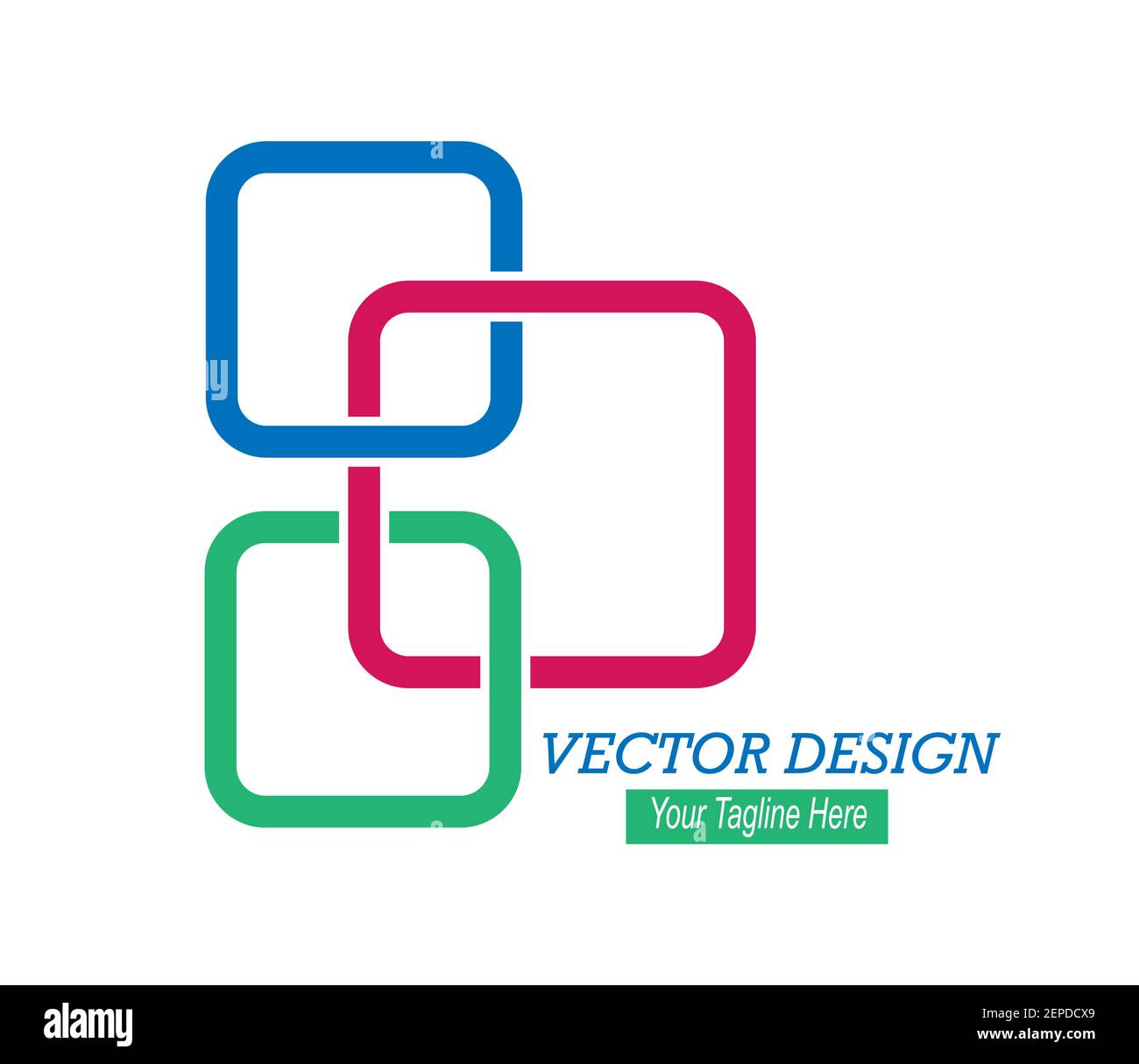 Interlacing of squares. Color template for logo, sticker, emblem or ...