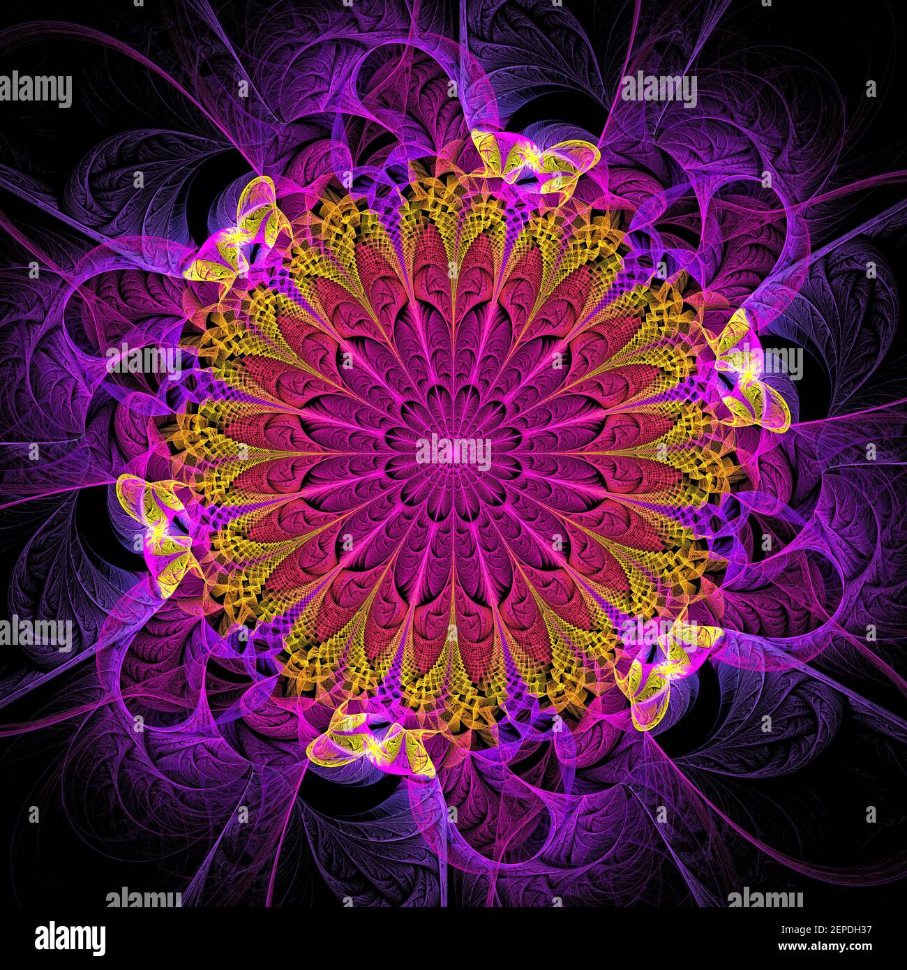 Flame Fractal Flower Design Stock Photo - Alamy