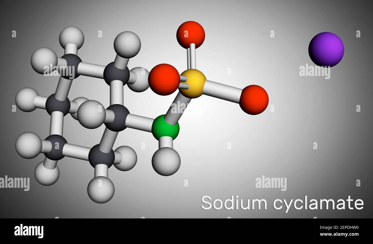 Sodium cyclamate molecule. Cyclamate is an artificial sweetener, food ...
