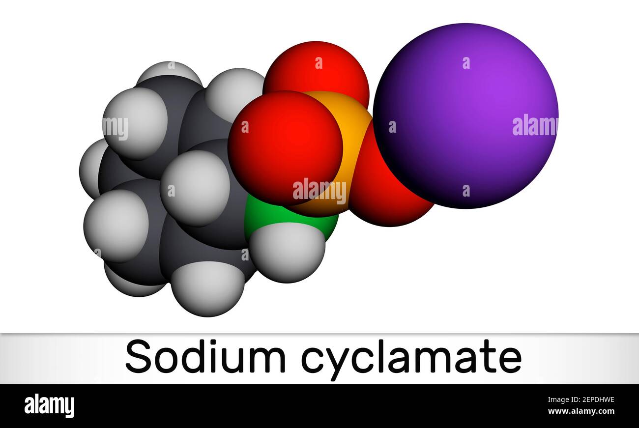 Sodium cyclamate molecule. Cyclamate is an artificial sweetener, food ...