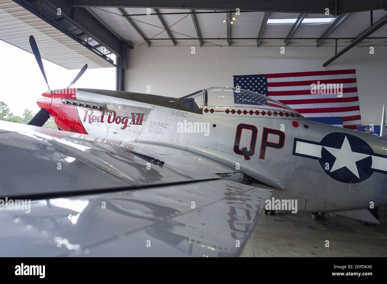 A P-51 Mustang fighter aircraft is seen at a hanger in Livermore ...