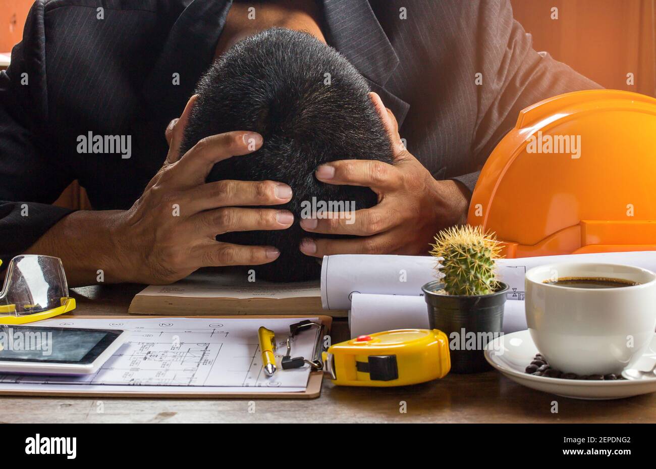 Portrait of stressed business man in the office. business concept Stock ...