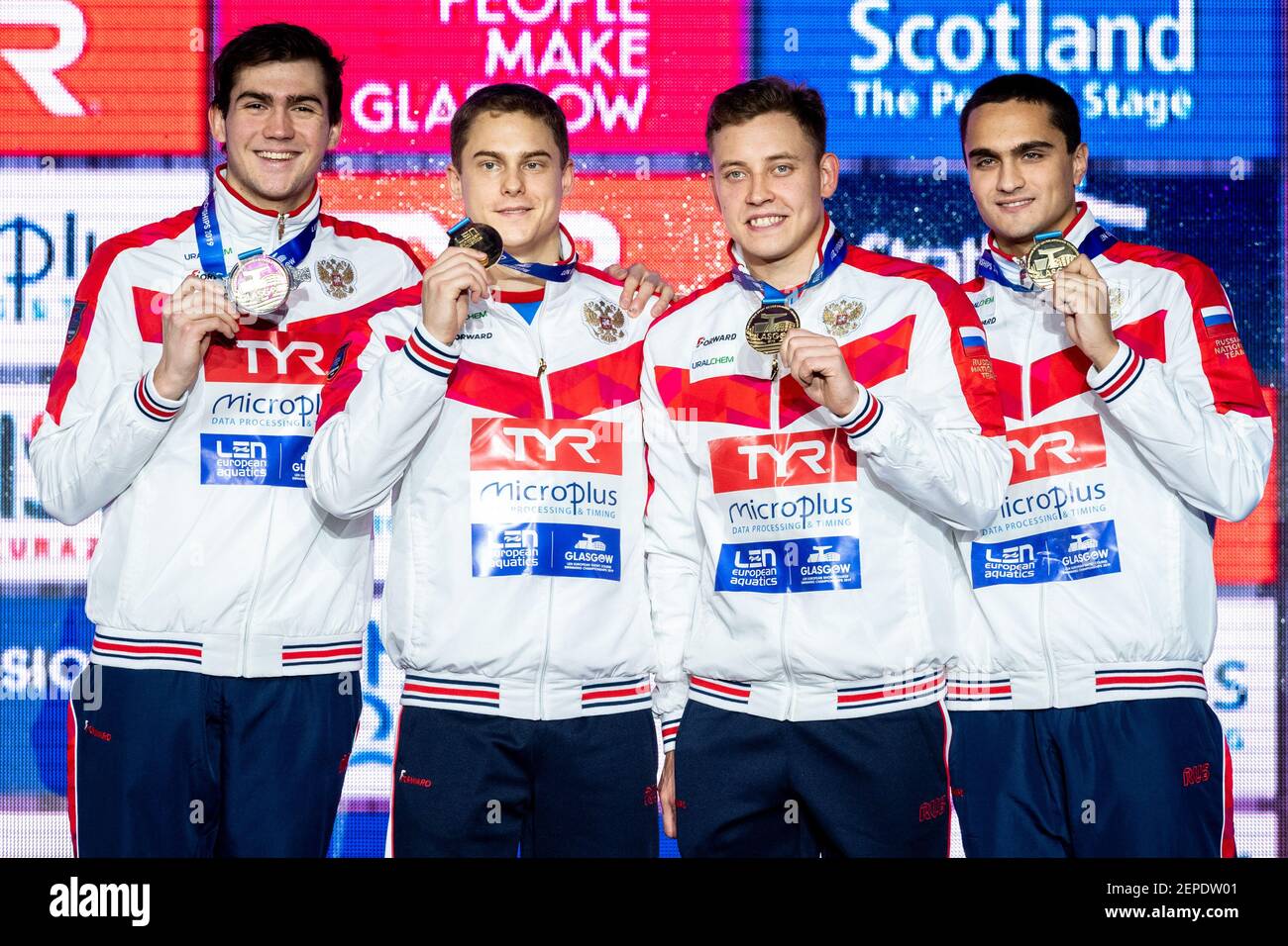 Team Russia Gold Medal 4x50 medley relay men Final Glasgow 08/12/2019 ...