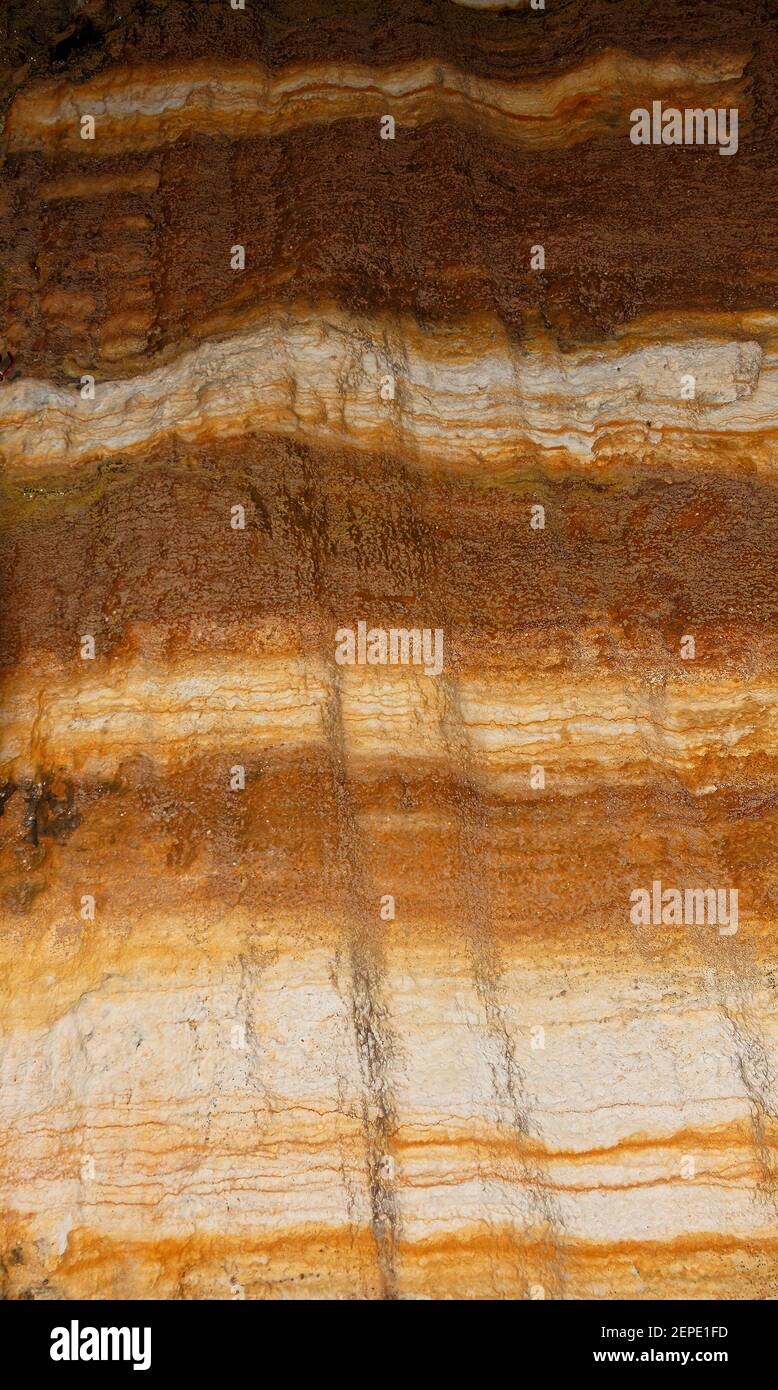 inside lava tunnel, tube, wall close-up, formed when lava travels ...