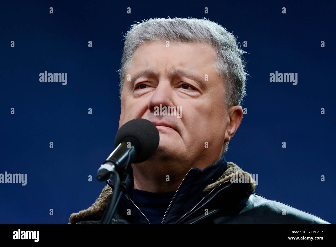 Petro Poroshenko delivers a speech in Kyiv, Ukraine on December 8, 2019 ...