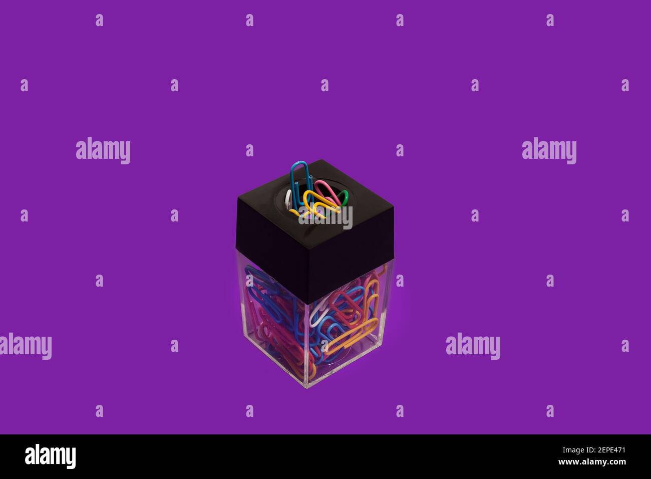 colorful paper clips in a box Stock Photo - Alamy