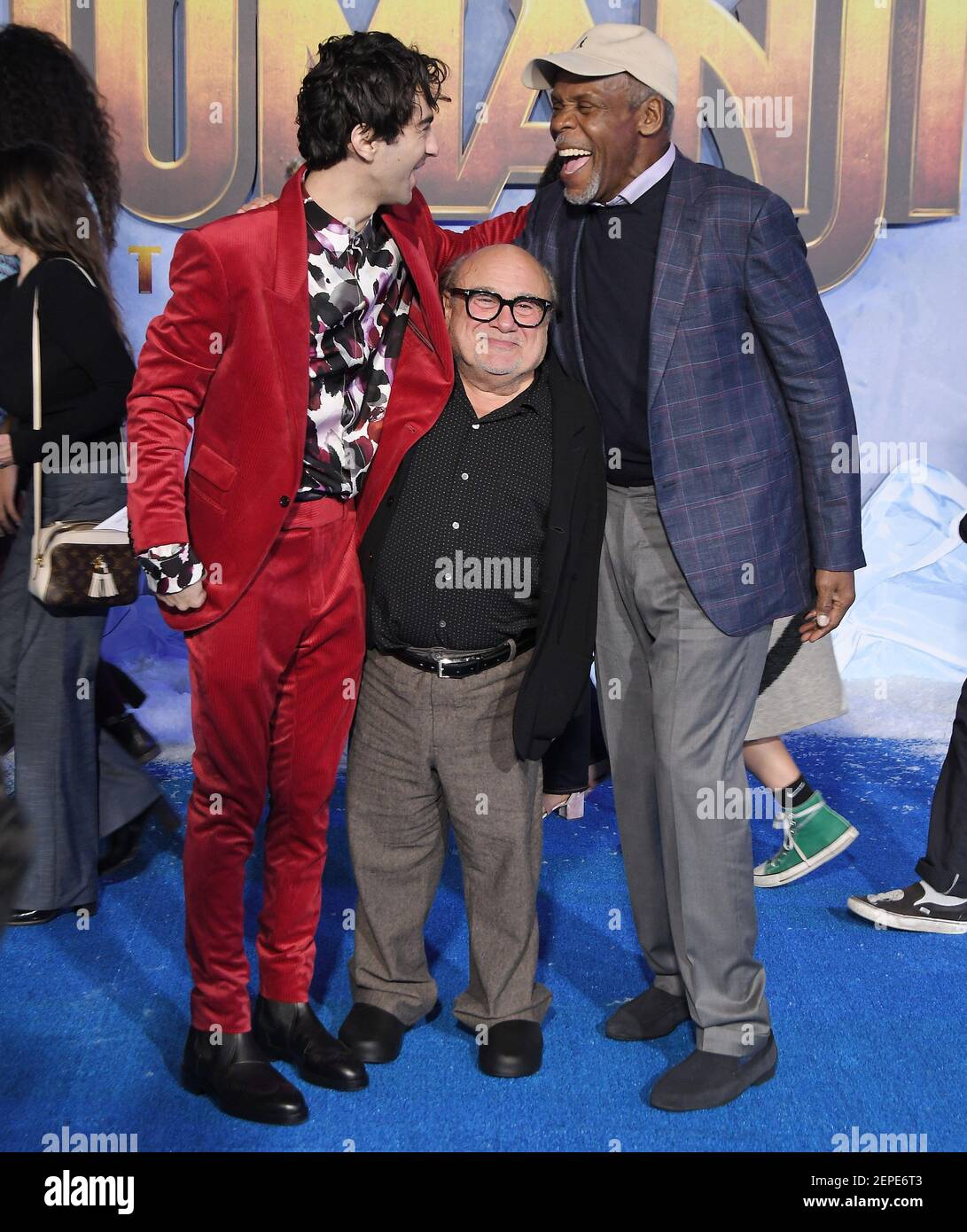 (L-R) Alex Wolff, Danny DeVito and Danny Glover at the JUMANJI THE NEXT ...