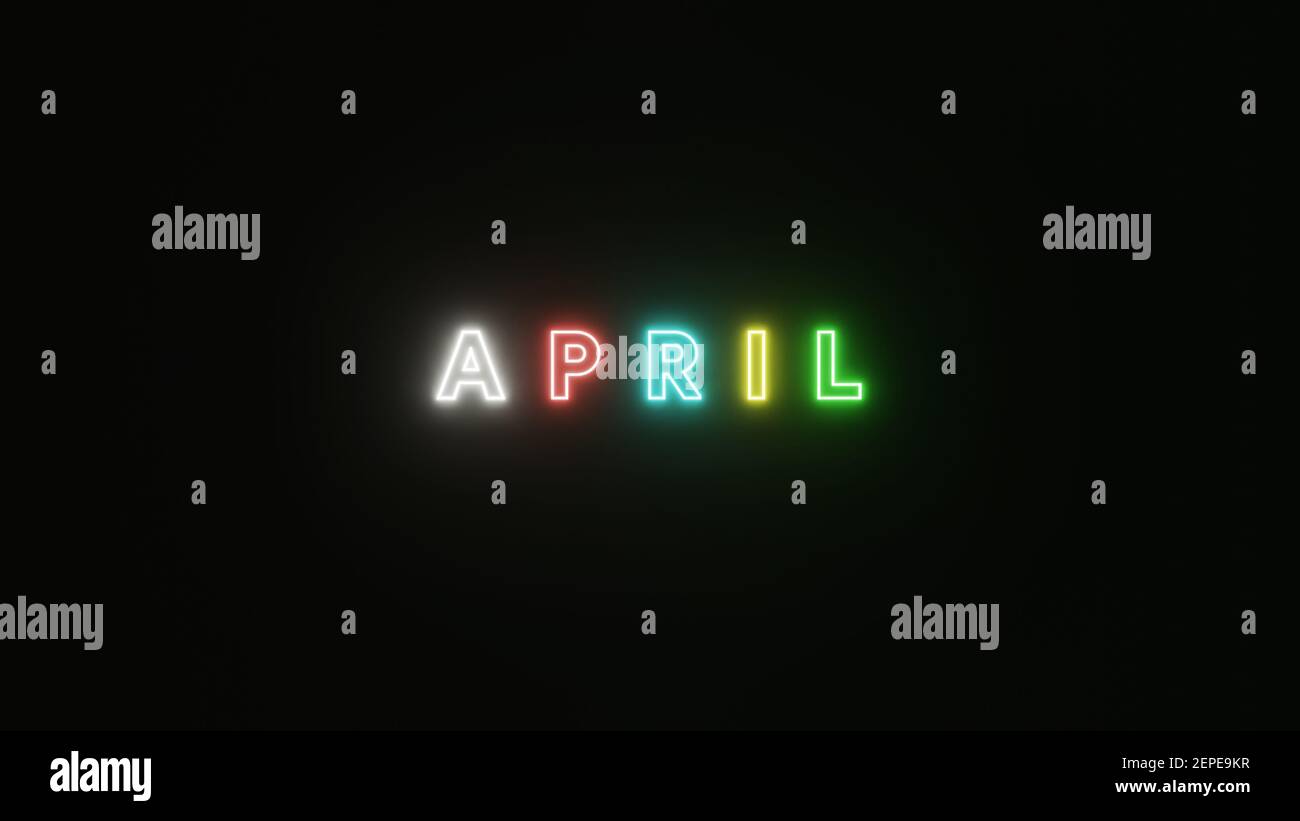 April text neon light colorful on black background simple . 3d ...