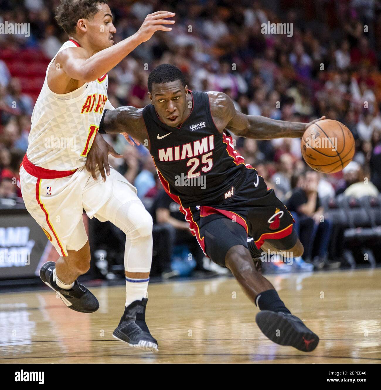 Miami Heat guard Kendrick Nunn (25) drives into the paint against ...