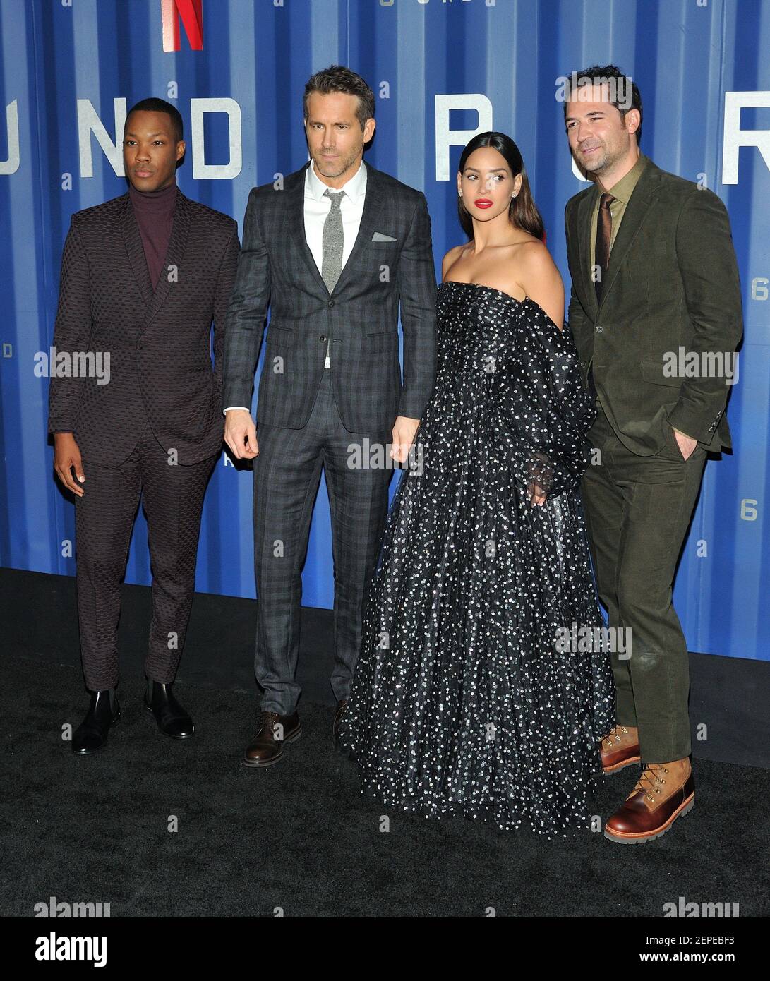 L-R: Actors Corey Hawkins, Ryan Reynolds, Adria Arjona and Manuel ...
