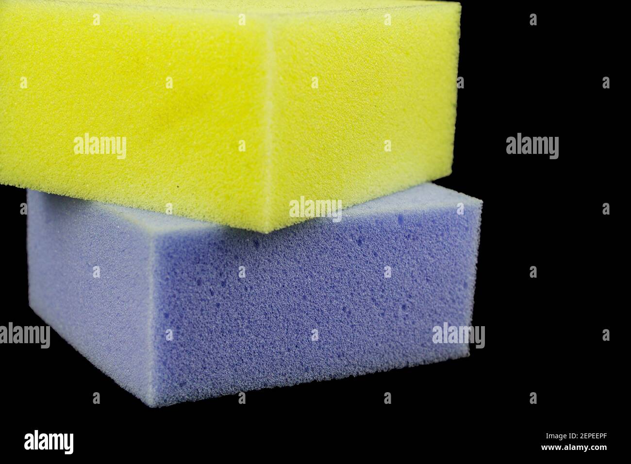 Samples of the foam component in the furniture industry. On a black ...