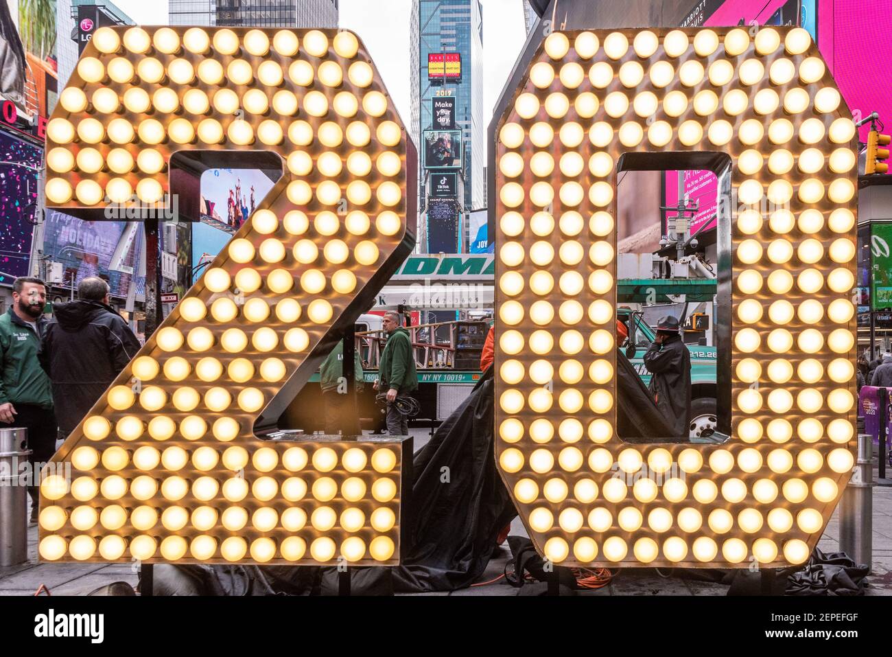 The second set of the New Year's Eve numerals -"2" and "0" in 2020 ...