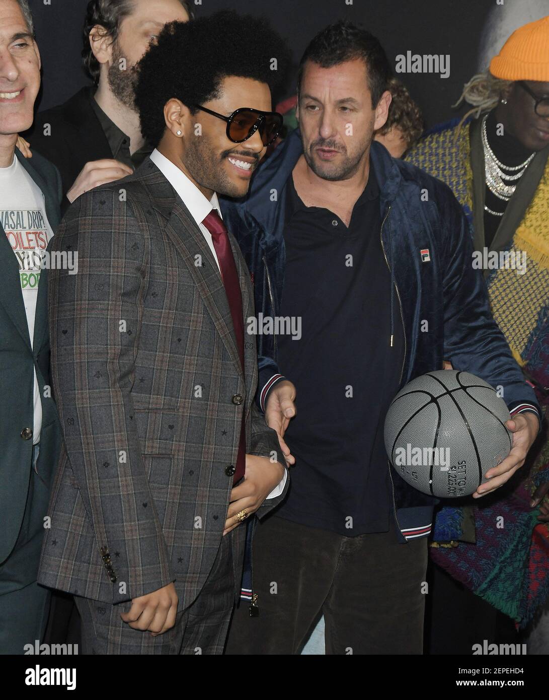 (L-R) The Weeknd and Adam Sandler at the UNCUT GEMS Los Angeles ...