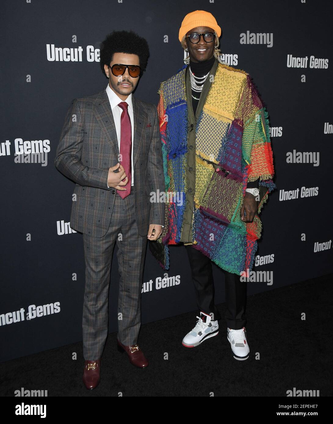 (L-R) The Weeknd and Young Thug at the UNCUT GEMS Los Angeles Premiere ...
