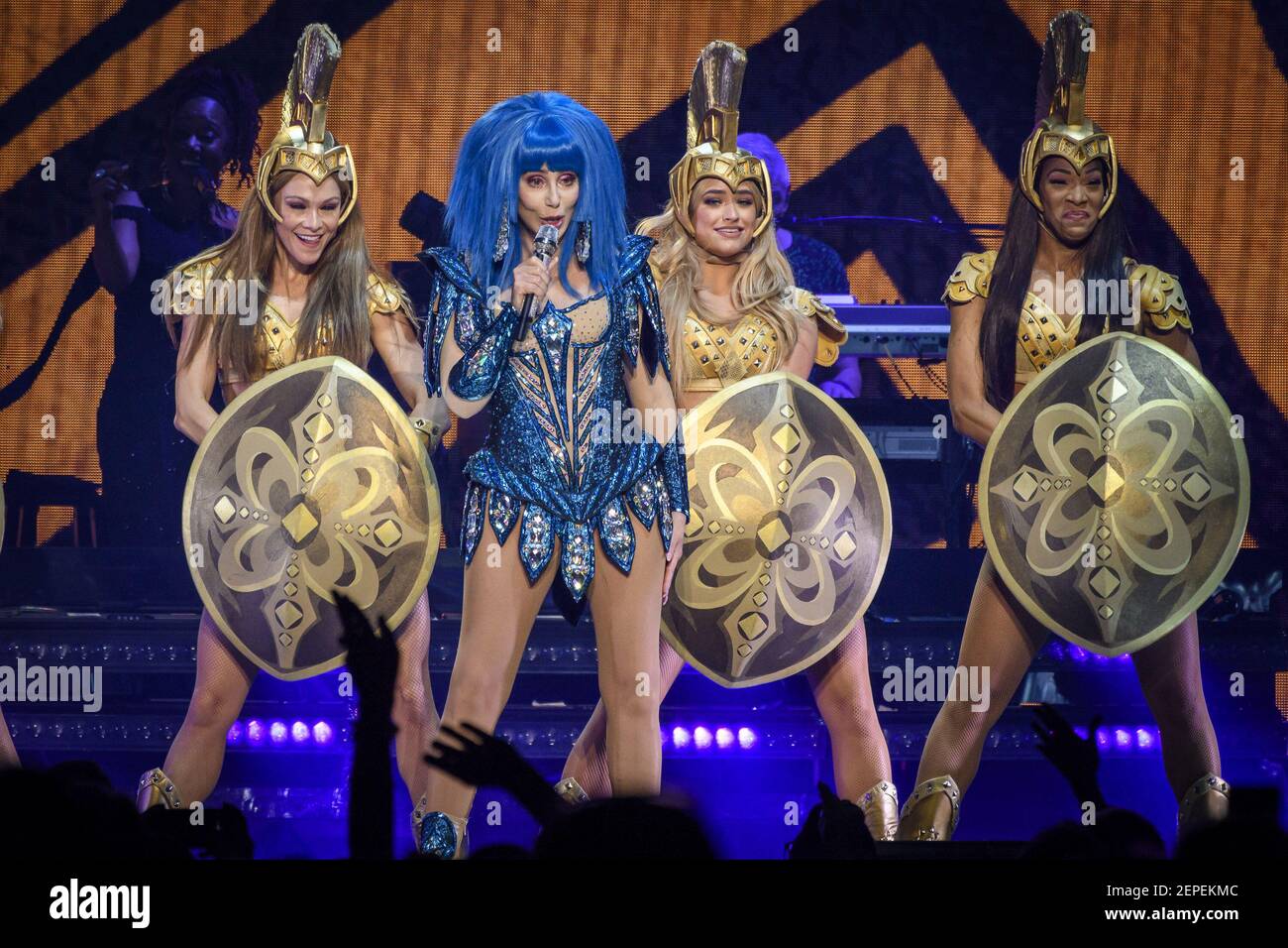 American singer and actress Cher performs live on stage at a sold out ...