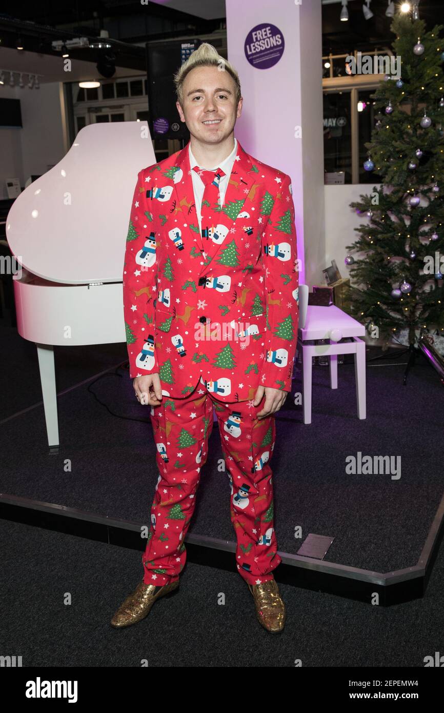 John Galea seen before performing festive songs at the Yamaha Store in ...