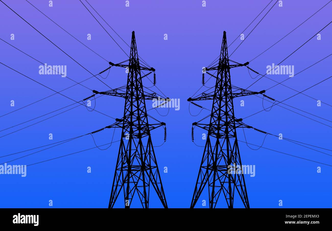 Electricity pylons and line Stock Photo - Alamy