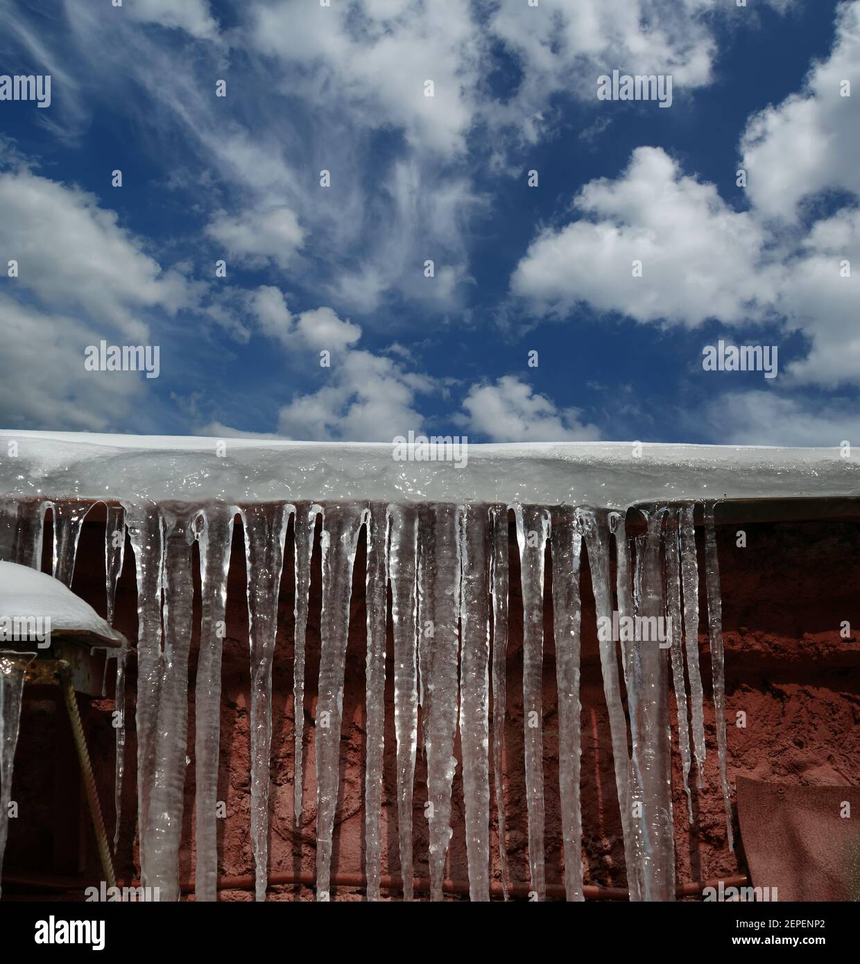 Photo of icicles. Natural light in a sunny day Stock Photo - Alamy