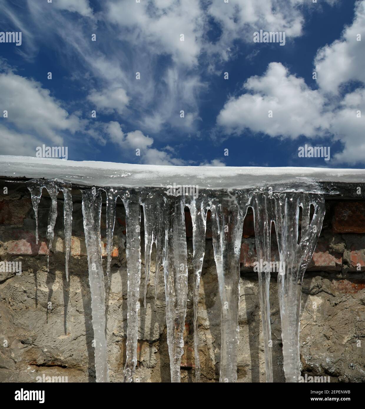 Photo of icicles. Natural light in a sunny day Stock Photo - Alamy