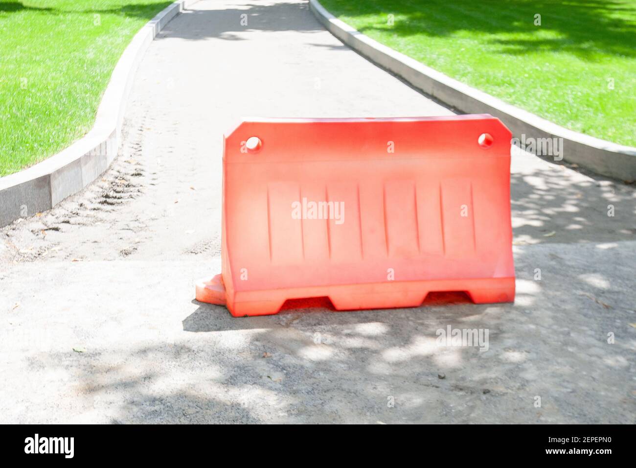 road work sign with green grass behind. footpath maintenance at public ...