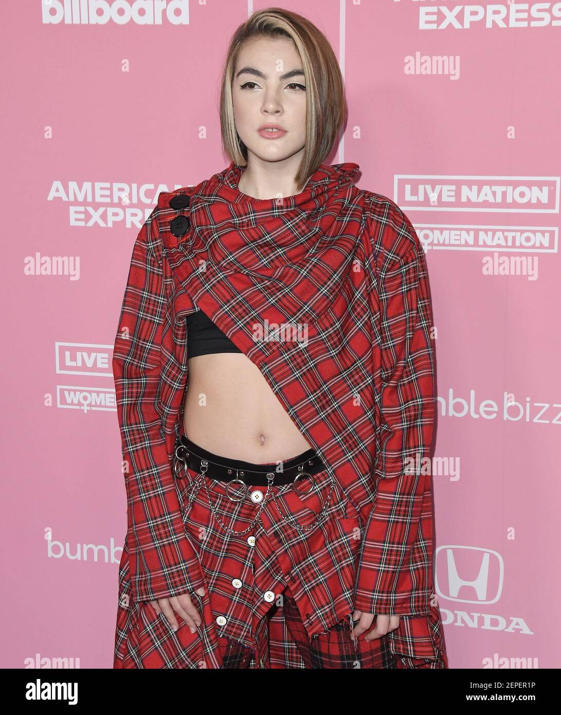 Evie Irie arrives at the 2019 Billboard Women in Music held at the ...