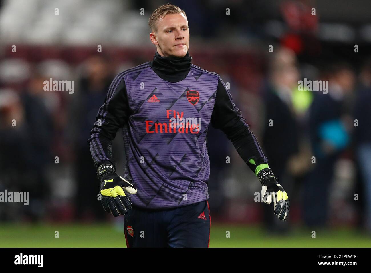 Bernd Leno of Arsenal seen in warm up kit before the Premier League ...