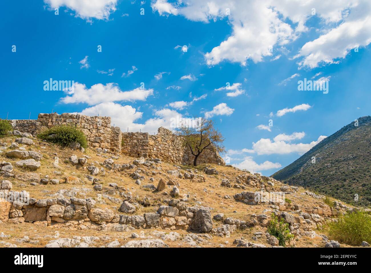 The centre of the Mycenaeans where the palace stands at the highest ...