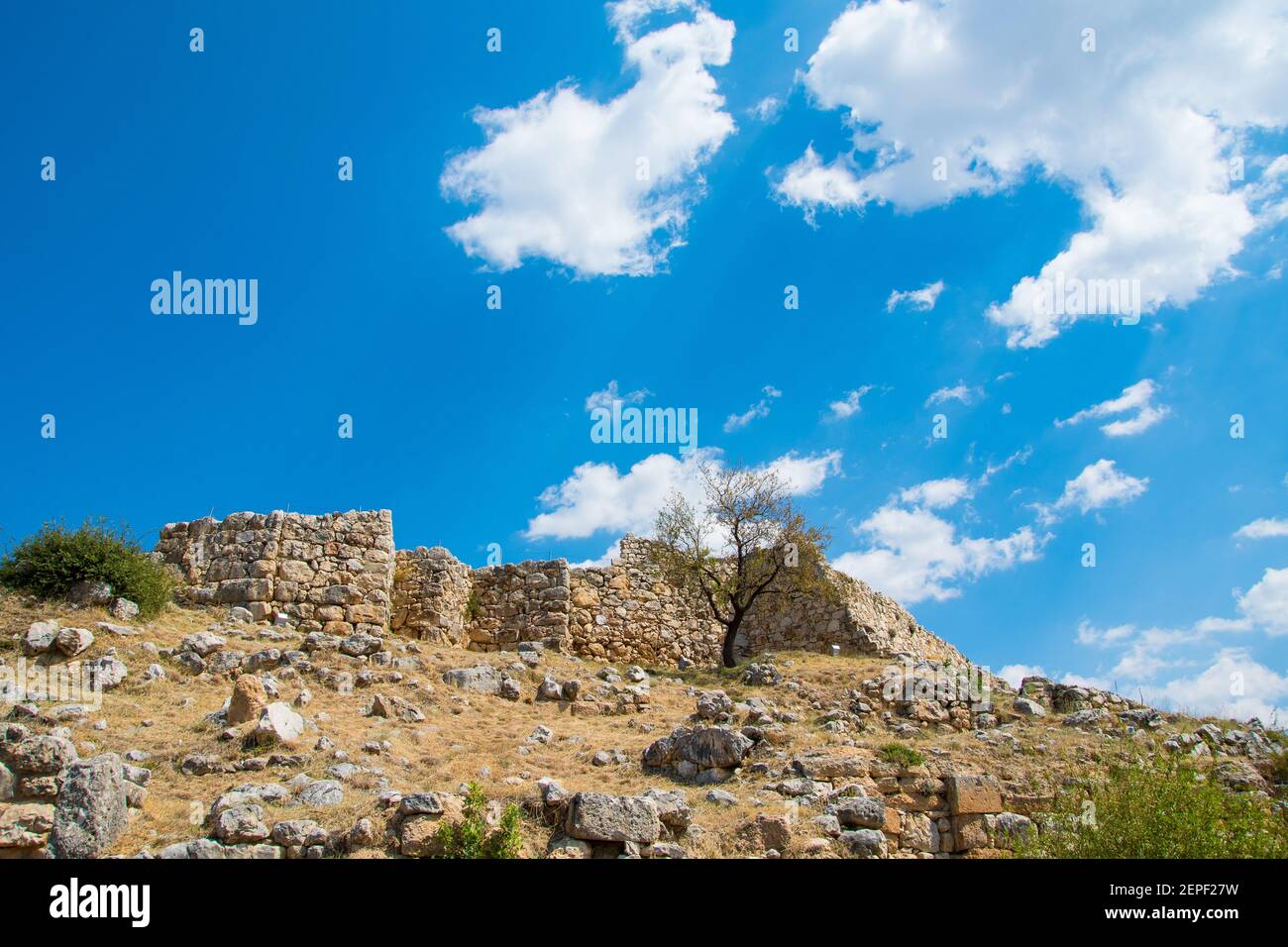The centre of the Mycenaeans where the palace stands at the highest ...