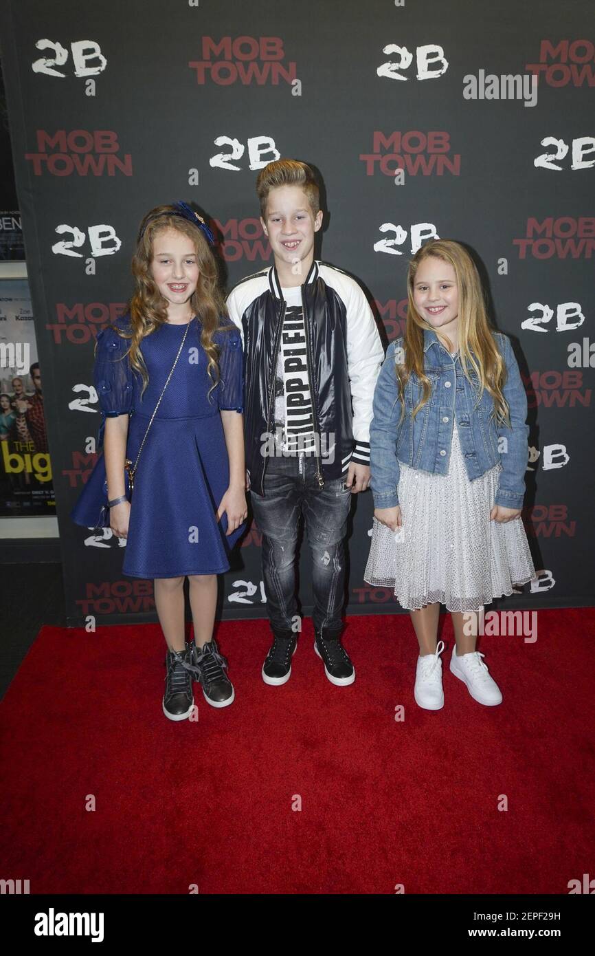 Ella Gabay, David Gabay and Mia Gabay attend the premiere of "Mob Town" at the Los Angeles Film ...