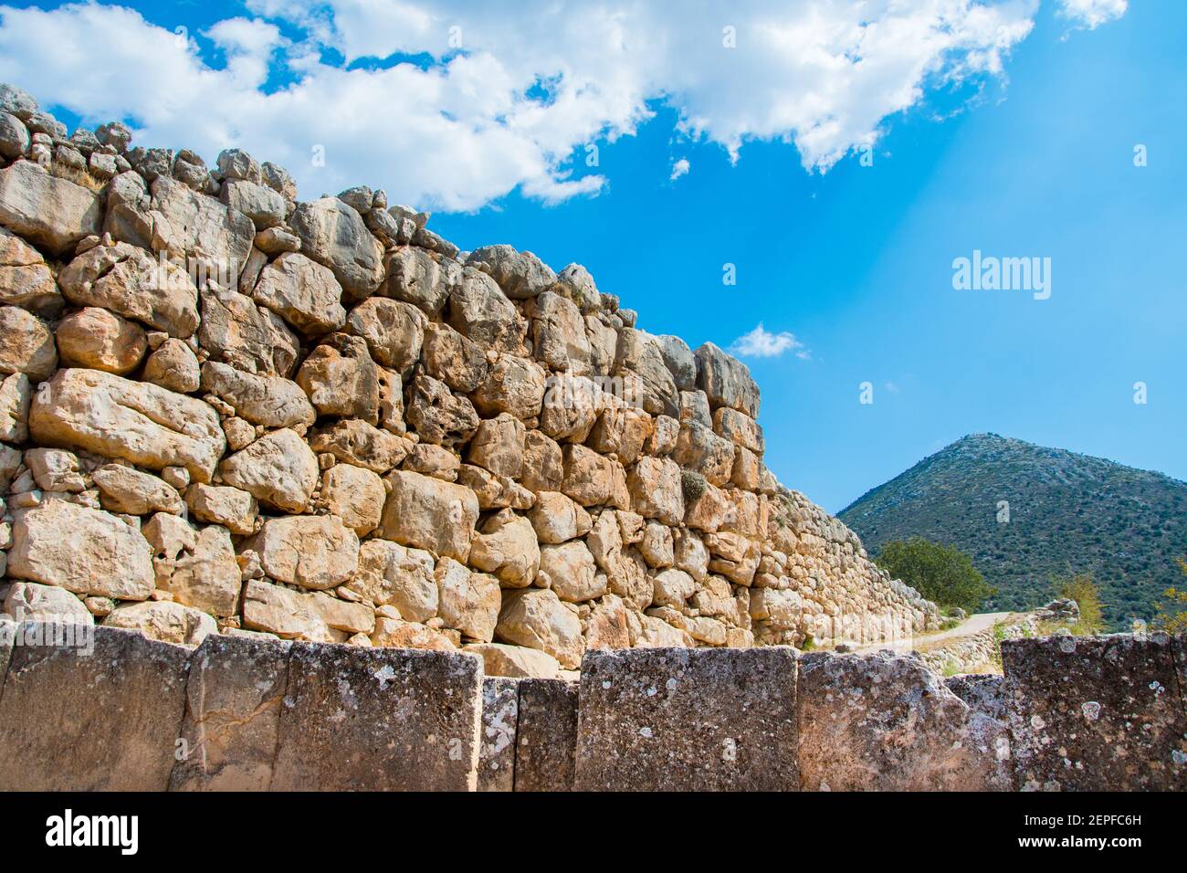 Cyclopean walls of the citadel of Mycenae. Archaeological site of ...