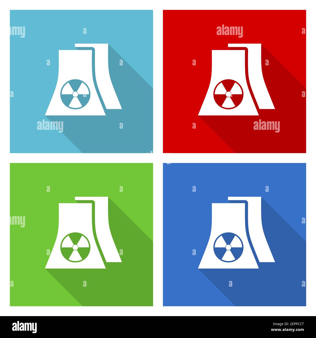 Nuclear power plant icon set, flat design vector illustration in eps 10 for webdesign and mobile ...