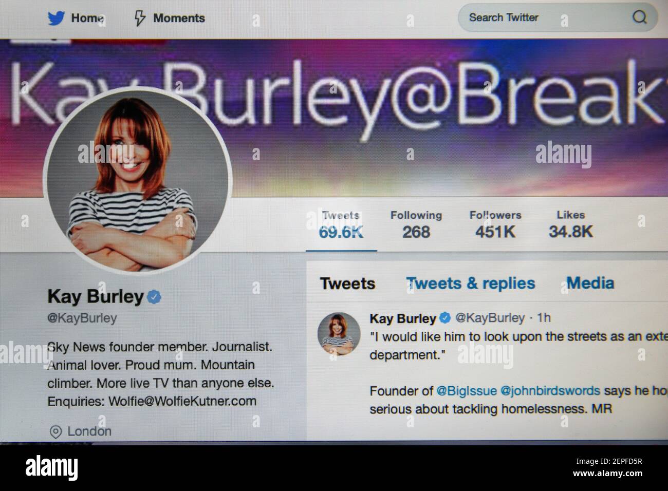 Twitter account of Kay Burley - an English television newsreader and ...