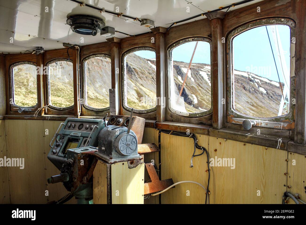 Old stranded ship stranded in Patreksfjordur, Westfjords of Iceland ...