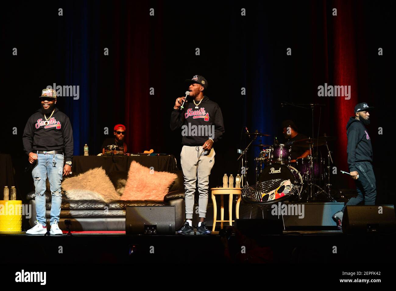 Comedian Chico Bean, DC Young Fly and Karlous Miller perform on stage ...