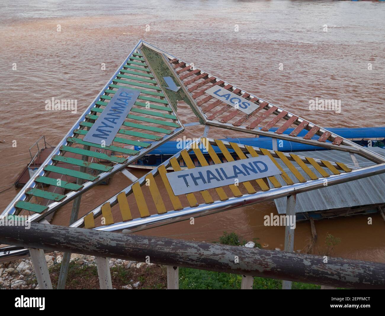southeast asia three countries border sign Stock Photo - Alamy