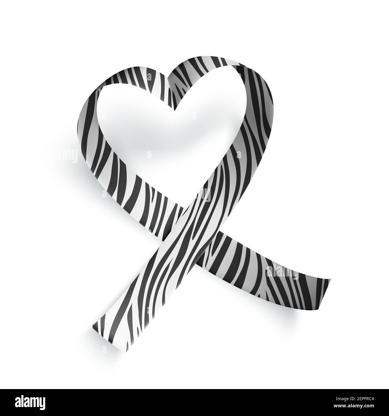 Symbol Of Rare Disease Realistic Heart Shaped Ribbon With Zebra Print