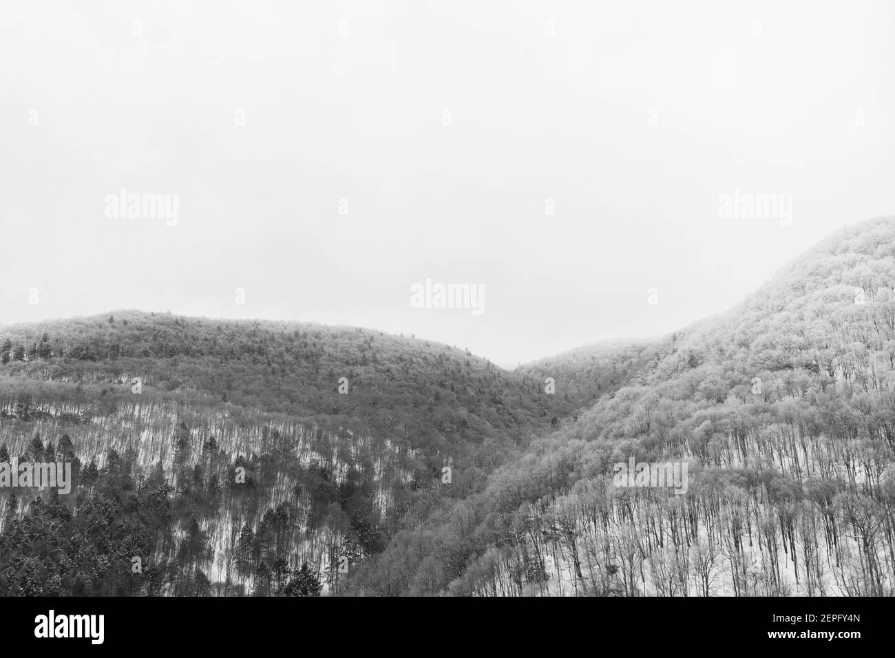 Appalachian mountains winter aerial Black and White Stock Photos ...